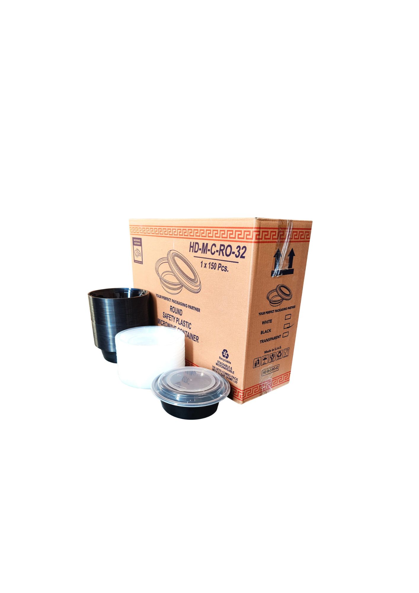 Black Round container - RO32 - Al Afrah Plastic Product Trading