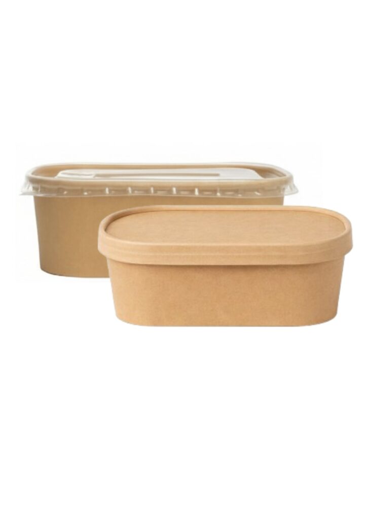 Kraft Salad Container -Rectangle (1000ml) - Al Afrah Plastic Product ...