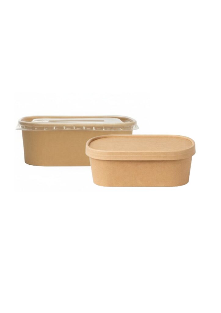 Kraft Salad Container -Rectangle (500ml) - Al Afrah Plastic Product Trading